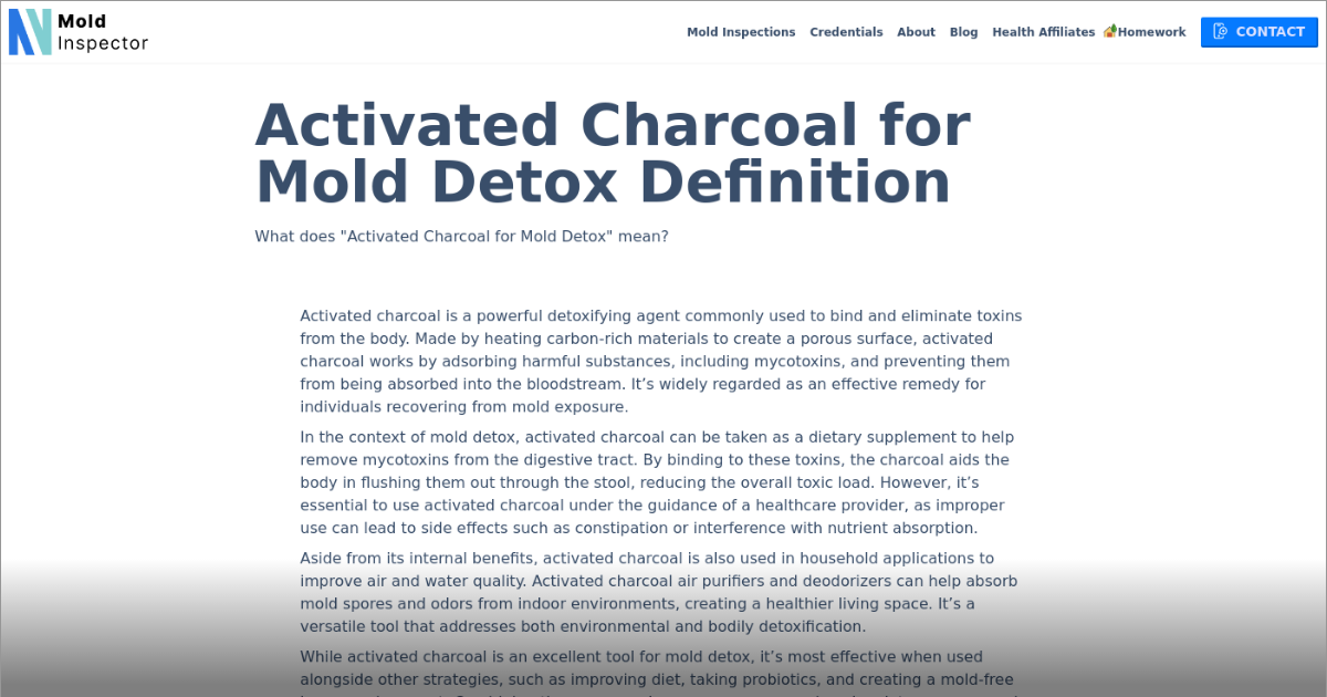 Activated Charcoal for Mold Detox | Mold Knowledge | NWA Mold Inspector