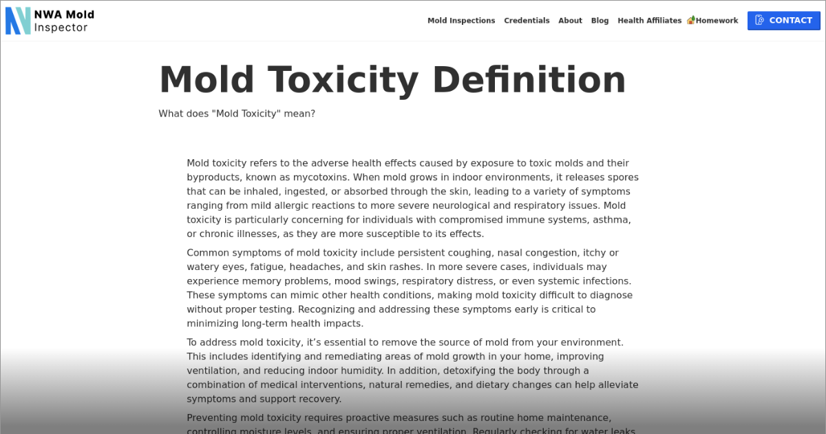 Mold Toxicity | Mold Knowledge | NWA Mold Inspector