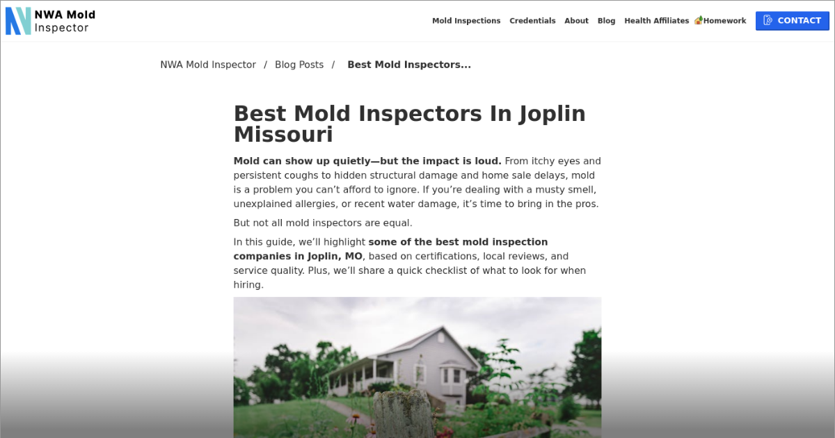 Best Mold Inspectors In Joplin Missouri | NWA Mold Inspector