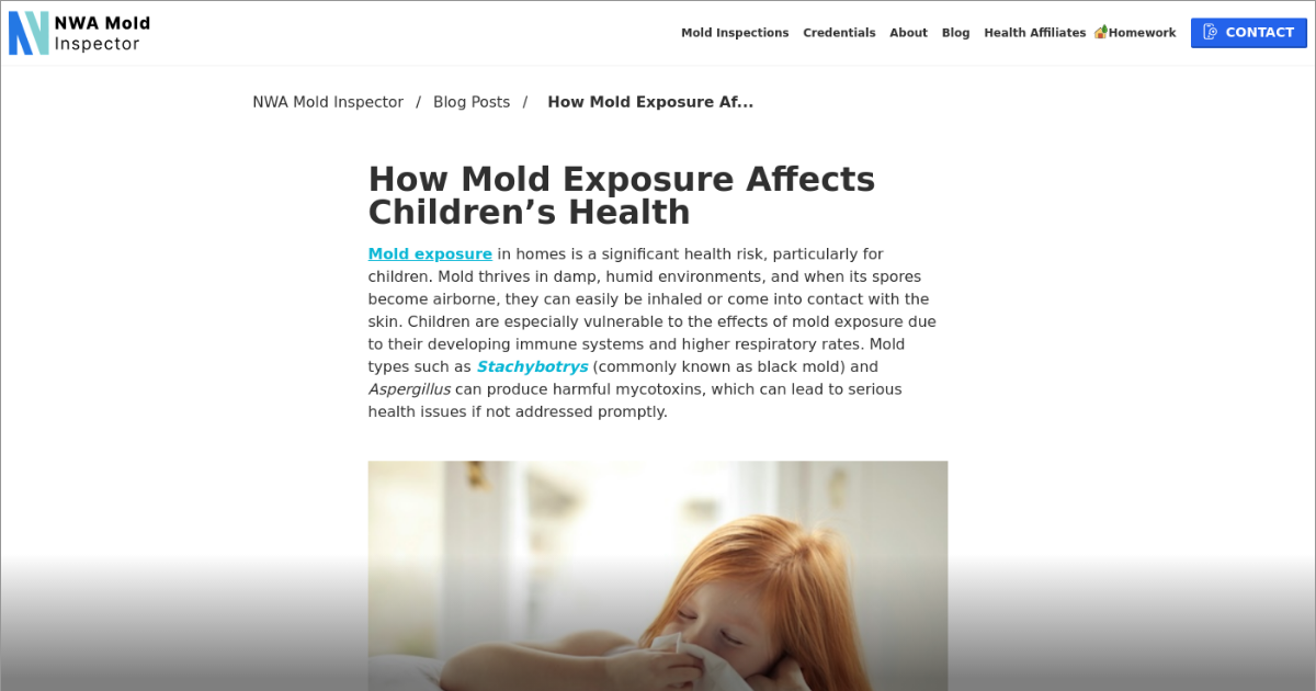 How Mold Exposure Affects Children’s Health | NWA Mold Inspector